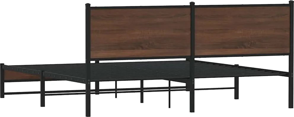 Kovový rám postele bez matrace hnědý dub 180 x 200 cm 3301409