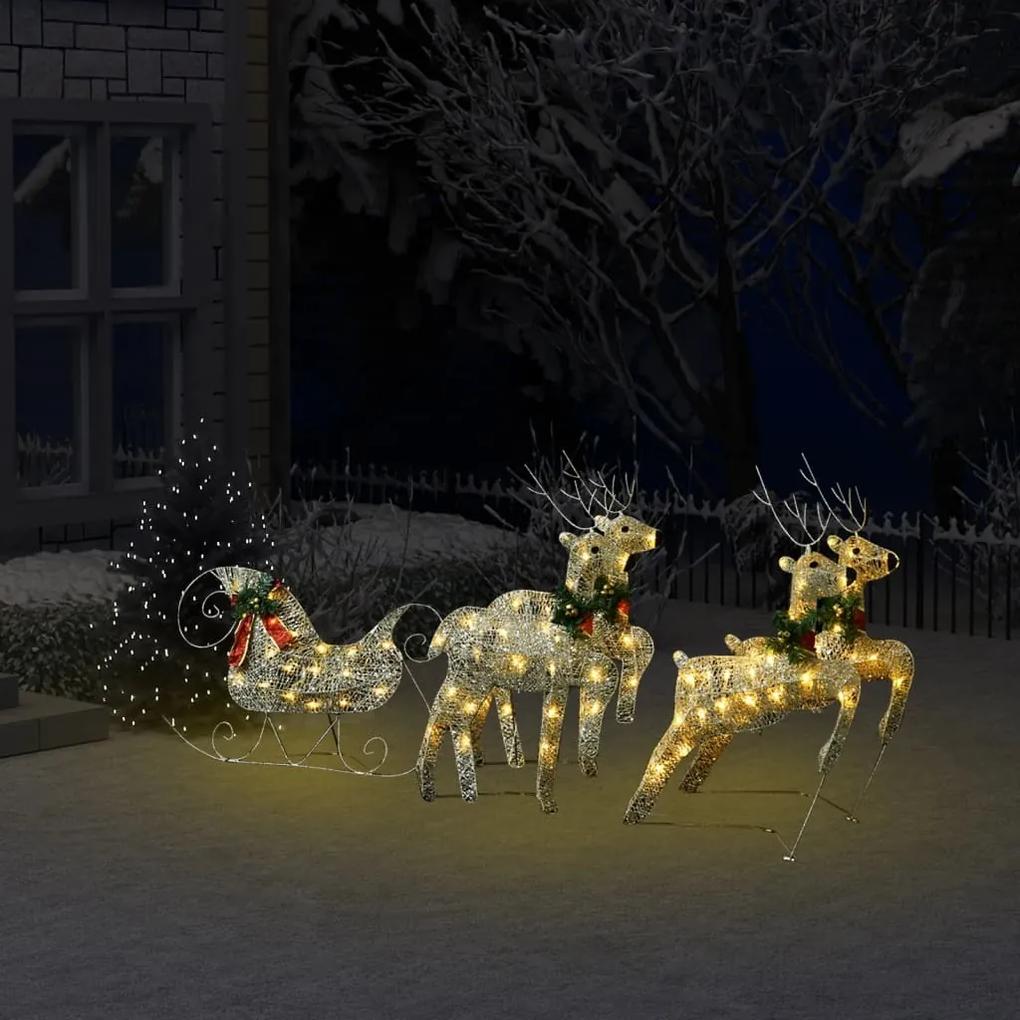 vidaXL Vánoční dekorace sobi se sáněmi 100 LED diod venkovní zlatí [3100429] Barva: Bílá