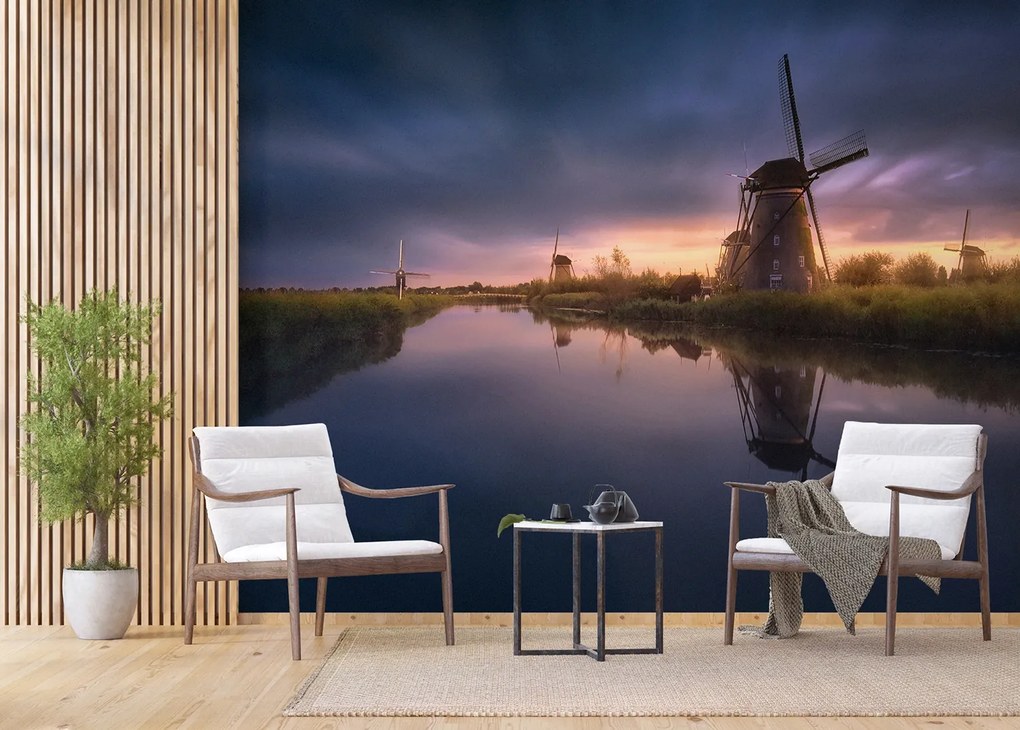 Fototapeta na míru Větrné Mlýny Kinderdijk-Elshout | Vliesová fototapeta na zed' | DFTNXXL3022