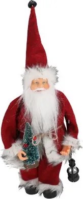 Vánoční dekorace Santa Claus se sáňkami a lyžemi 30 cm