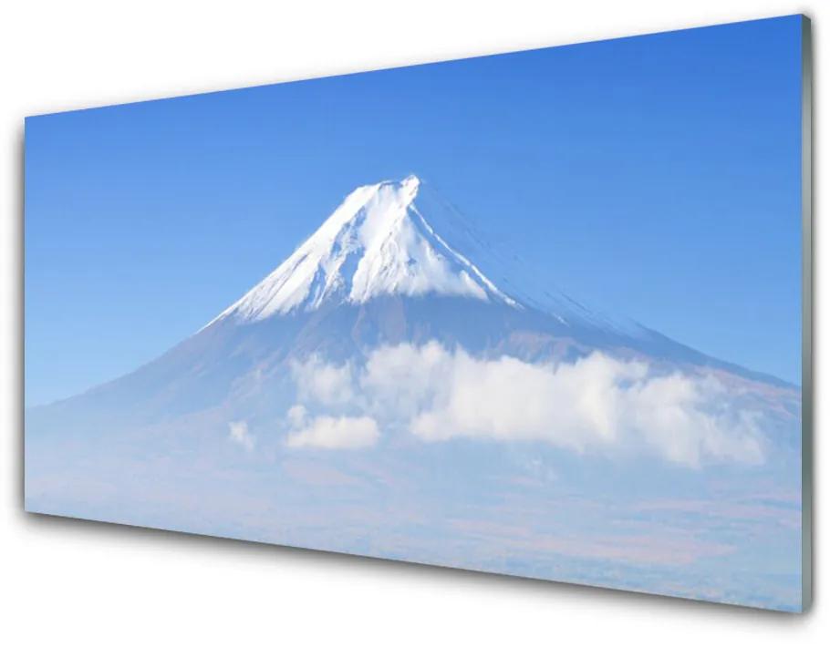 Obraz na skle Hory Mraky Nebe Krajina 140x70 cm