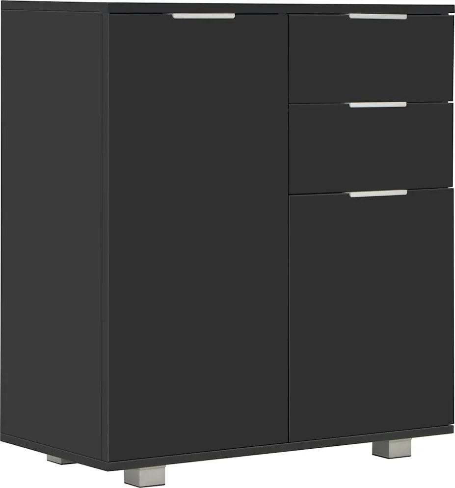 Příborník černý s vysokým leskem 71x35x80 cm kompozitní dřevo 283716