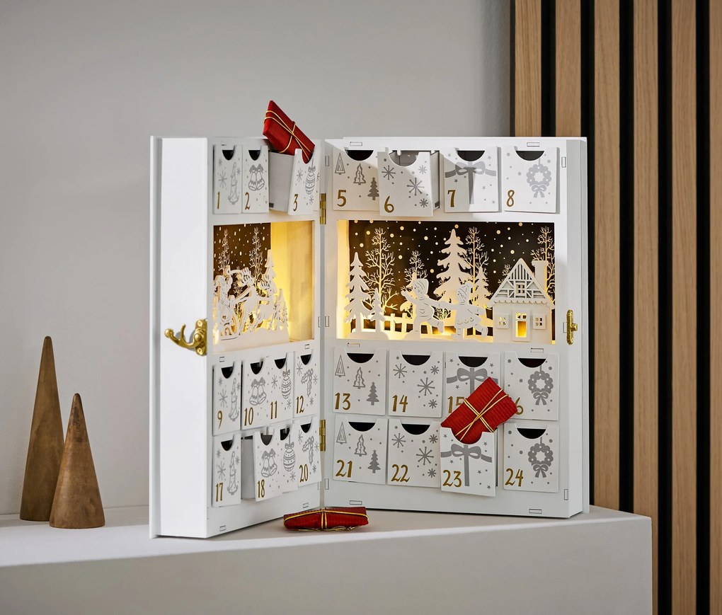Tchibo - Adventní kalendář s LED - barva: bílá