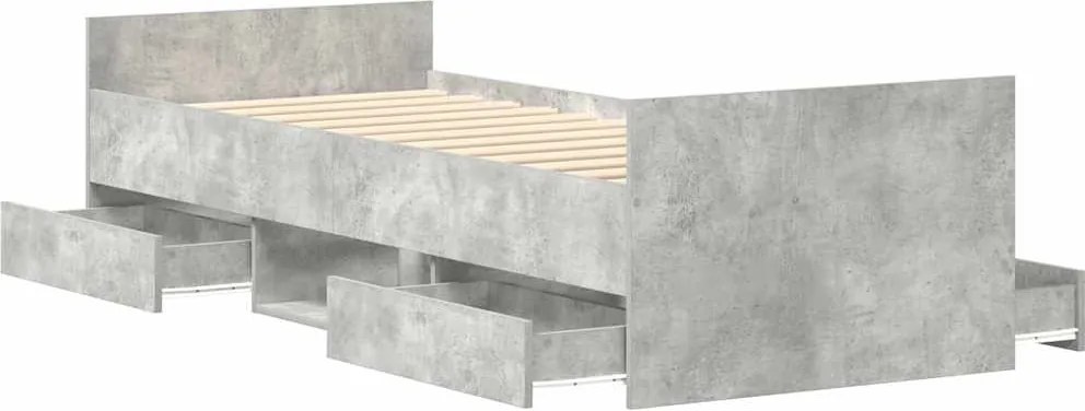 Rám postele s hlavovým a nožním čelem betonově šedý 90 x 200 cm 3203806