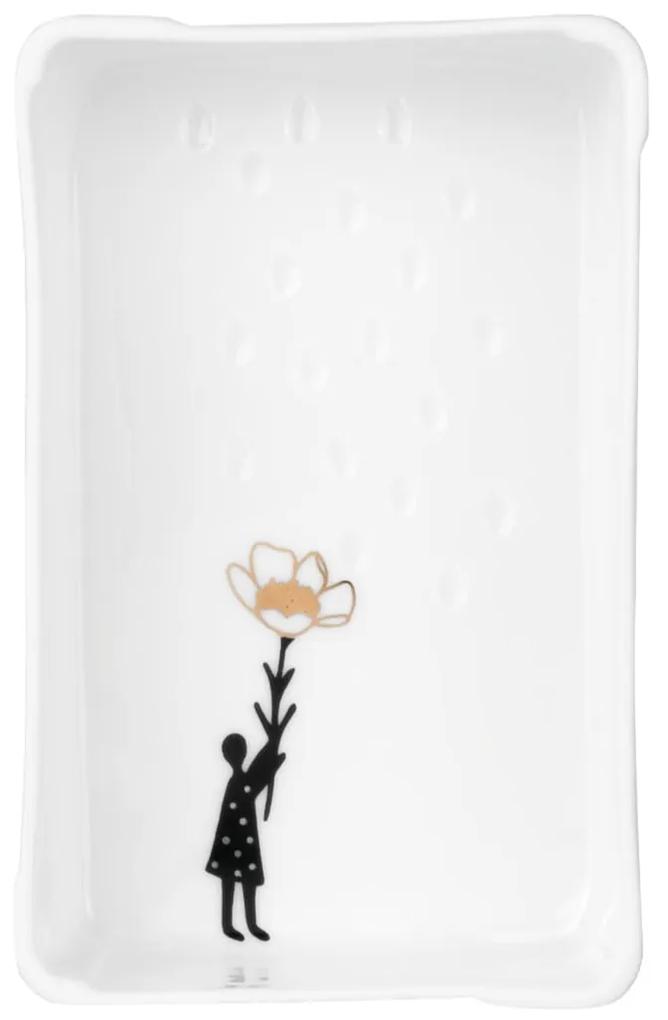 räder Dekorativní tácek Flower Girl, bílá barva, porcelán