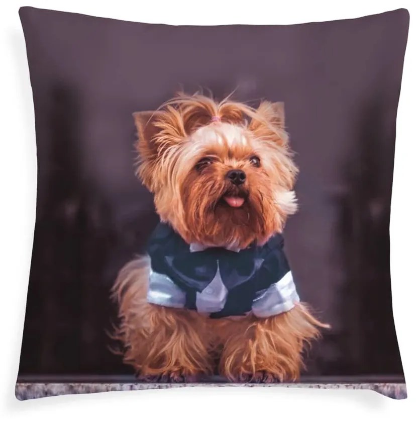 XPOSE ® Mikroplyšový povlak na polštář YORKSHIRE TERRIER (digitální tisk) 40x40 cm