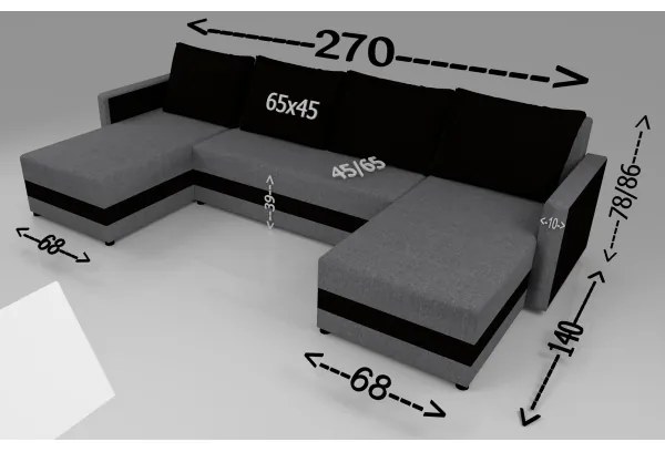 Čalouněná univerz. rozkládací rohová sedací souprava do U BRISTOL hnědá/béžová
