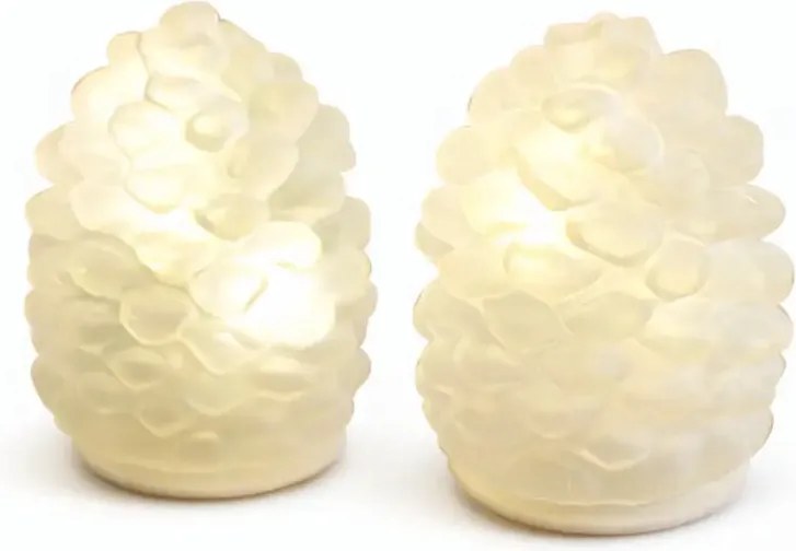 LED skleněná dekorace, šišky, sada 2 kusy, matné