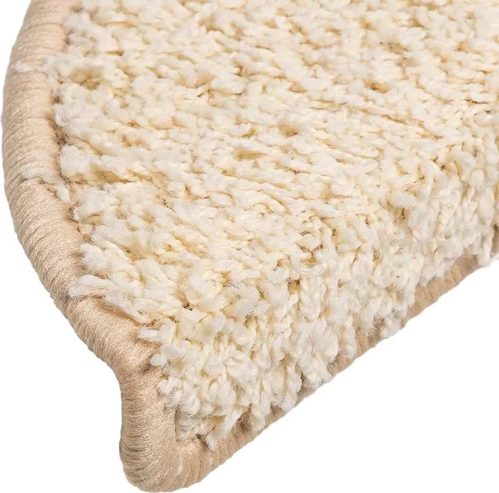 Schodové rohože 15 ks 56x17x3 cm krémové, půlkulaté 133896