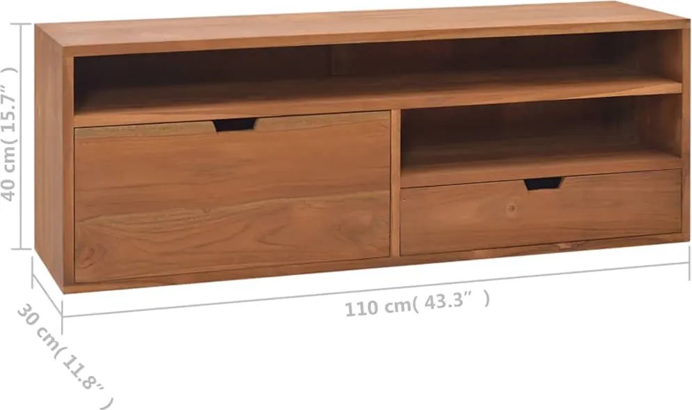 TV stolek 110 x 30 x 40 cm masivní teakové dřevo 326119
