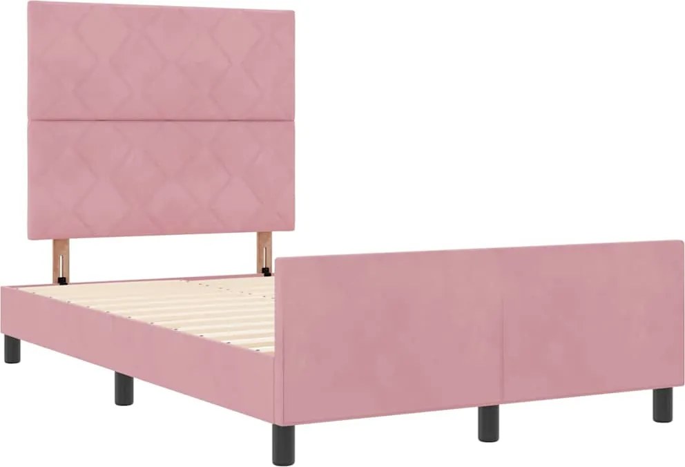 Postel s boxspringem s čelo Růžová 120 x 200 cm samet 3345004