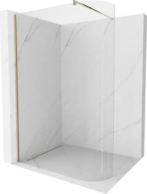 Mexen Kioto, zaoblená sprchová zástěna 80 x 200 cm, 8mm čiré sklo, zlatý profil, 800-080-101-50-06