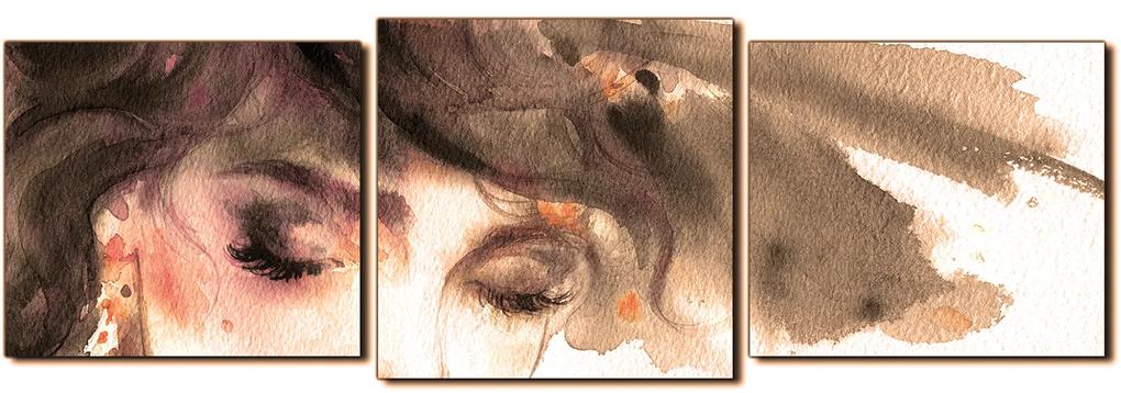 Obraz na plátně - Ženský portrét akvarel reprodukce - panoráma 5278FD (150x50 cm)