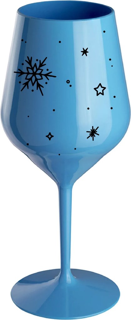 ZIMĚNKA - modrá nerozbitná sklenice na víno 470 ml