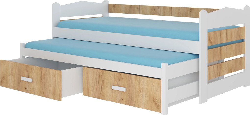 ADRK Furniture Postel dvojitá s matracemi TIARRO 200x90 CH-Tia-W+OGOLD-206+M-E402