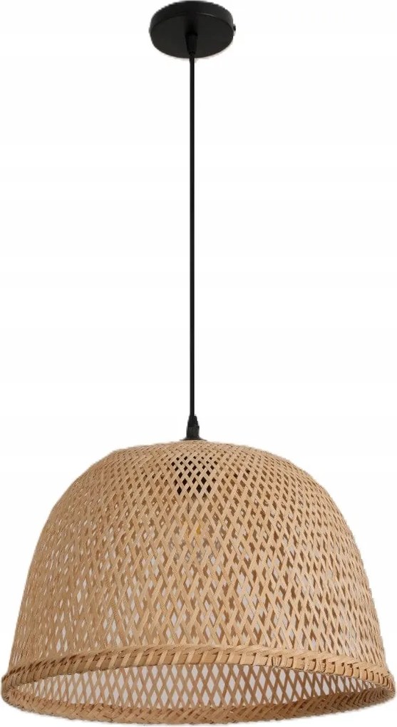Závěsná lampa Boho s bambusovým stínidlem 41 cm, černá, přírodní, převis 1xE27