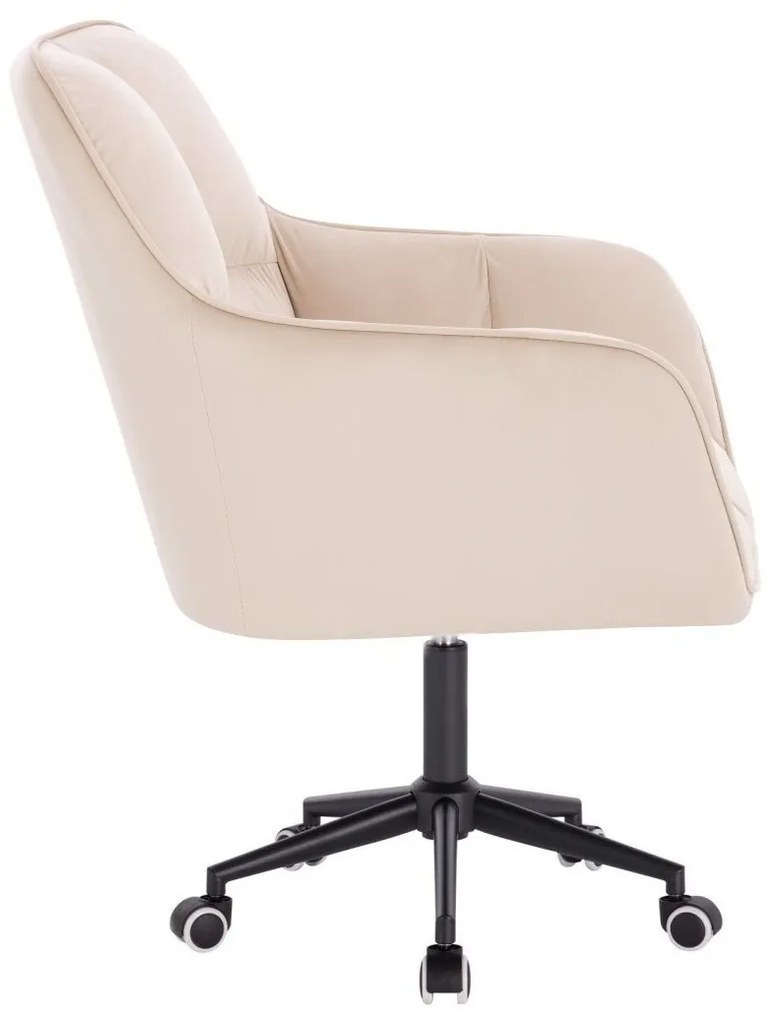 LuxuryForm DESIGN Otočné křeslo AMALFI VELUR na černé podstavě s kolečky - krémové
