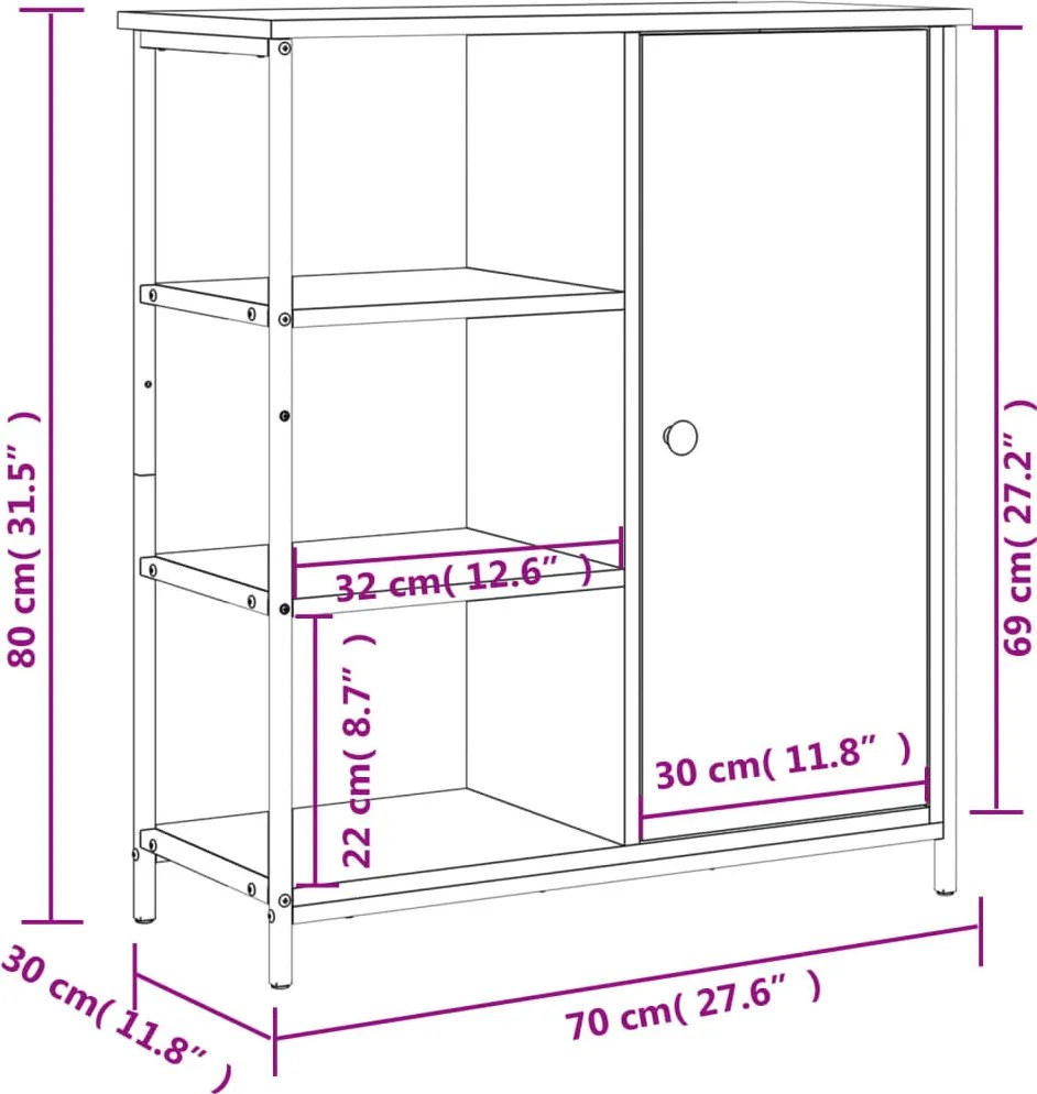 vidaXL Příborník 70 x 30 x 80 cm kompozitní dřevo [835490] Barva: dub sonoma