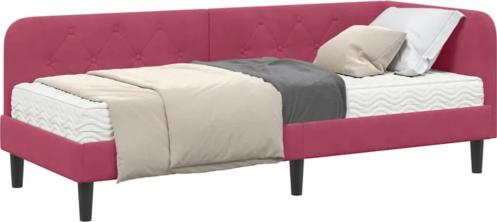 Rohový rám postele Víno Červené 80 x 200 cm samet 3394138