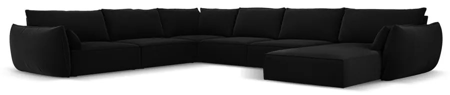 Černá sametová rohová pohovka (levý roh/do "U") Vanda – Mazzini Sofas