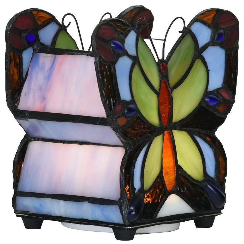 Barevná stolní lampa Tiffany ve tvaru motýla Butterfly - 15*8*13 cm (LED)