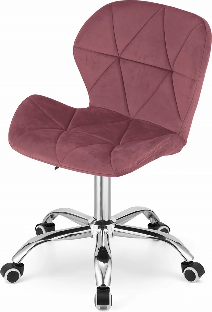 Set do pracovny ZARIMO stůl 80x40 cm, bílá + křeslo AVOLA VELVET, tmavě růžové