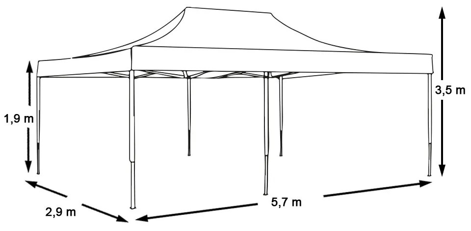 Skládací zahradní pavilon - různé typy - 2,9x5,7m - červená - pavilon