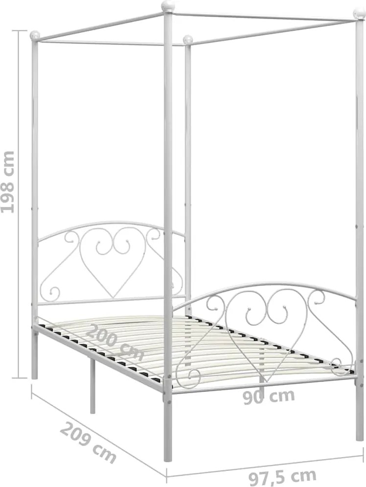 Rám postele s nebesy bílý kovový 90 x 200 cm 284426