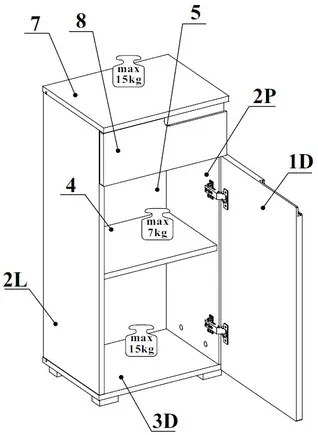 Koupelnová boční skříňka Spice, lesklá bílá