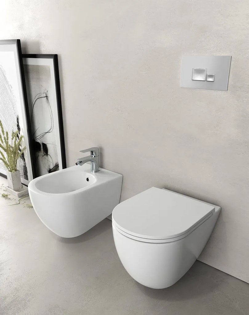 Isvea Infinity závěsná WC mísa 36,5 x 53 cm Rimless keramika bílá 10NF02005