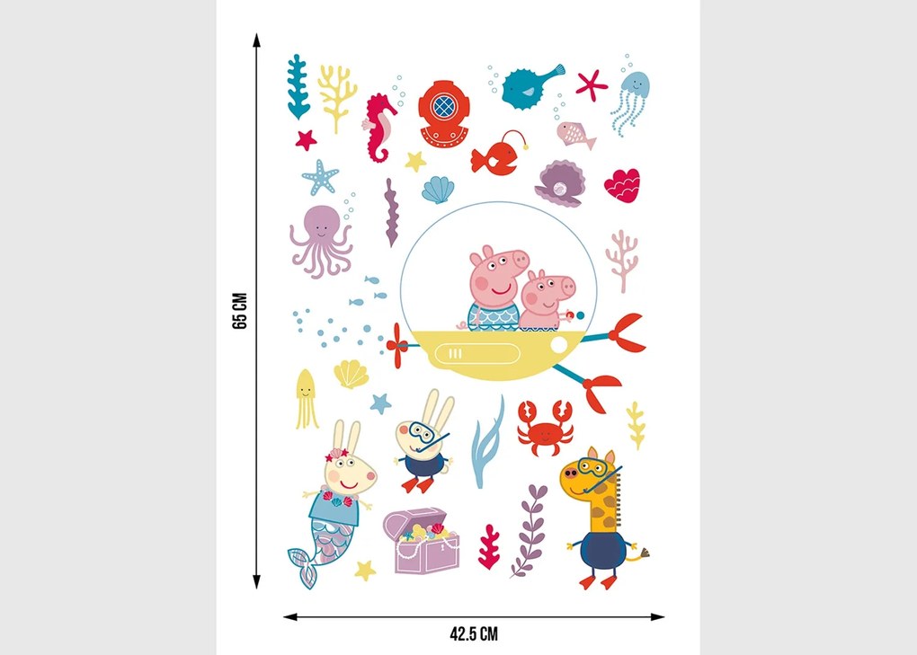 Dětská samolepka na zeď Prasátko Peppa Svět Pod Vodou | 42.5 x 65 cm | DDK1649
