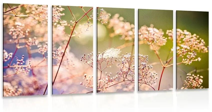 5-dílný obraz zátiší z květů - 200x100 cm