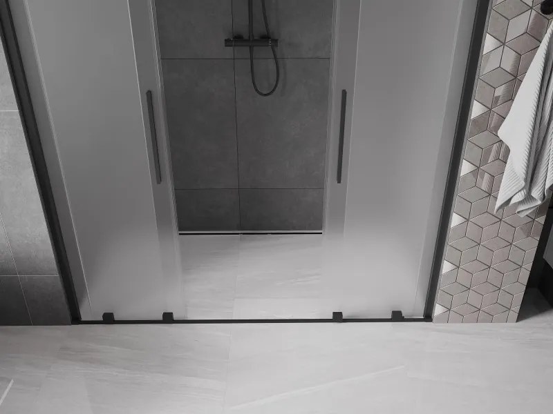 Mexen Velar Duo, posuvné sprchové dveře do otvoru 180 cm, 8mm sklo námraza, černá matná, 871-180-000-32-70