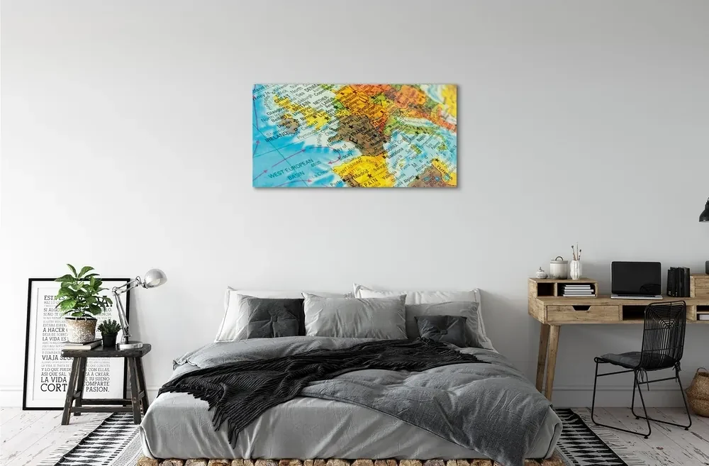 Obraz na skle zeměkoule mapa 120x60 cm | BIANO