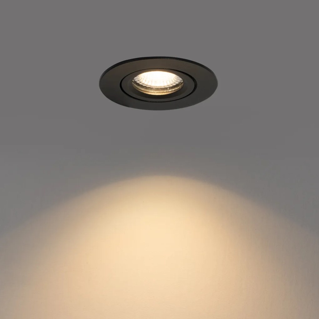 Zástěnné bodové svítidlo černé otočné 6,5 cm včetně LED IP54 Ultra Slim - Pupil