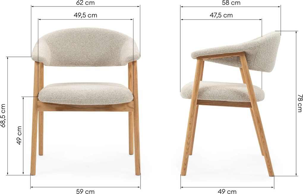 Designová jídelní židle Capri z masivu béžová/dub