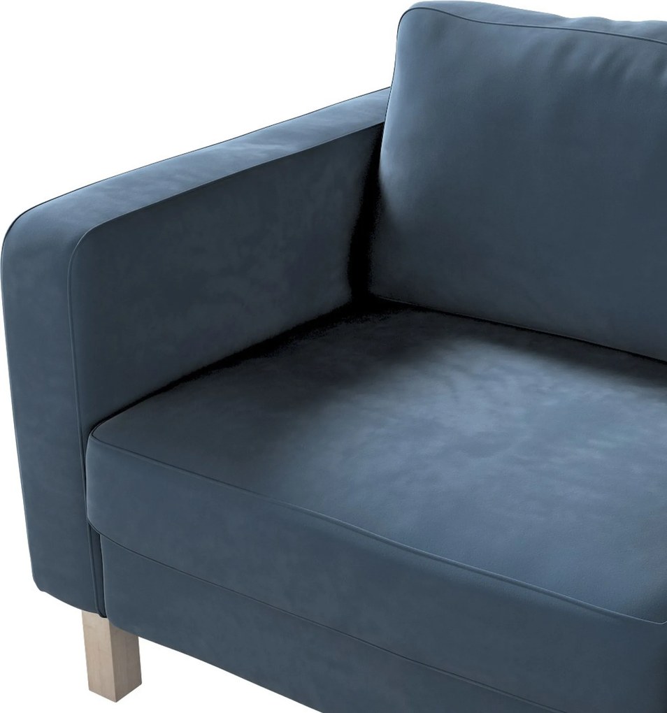 Potah na pohovku IKEA Karlstad 2-místná, nerozkládací, krátký barva modrá látka lesklé, sametová