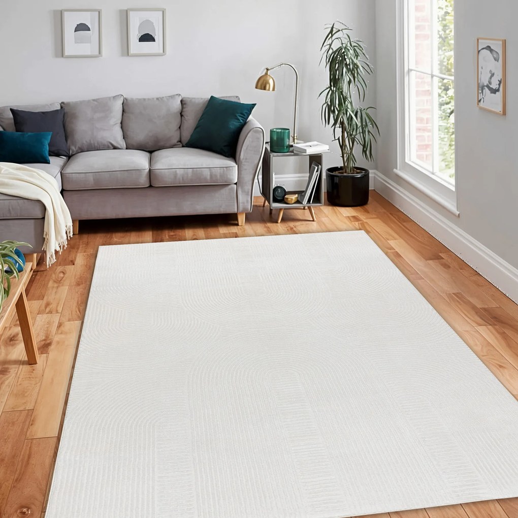 Dywany Łuszczów, Kusový koberec Balance 9086 cream, 140x190, bílá, ložnice