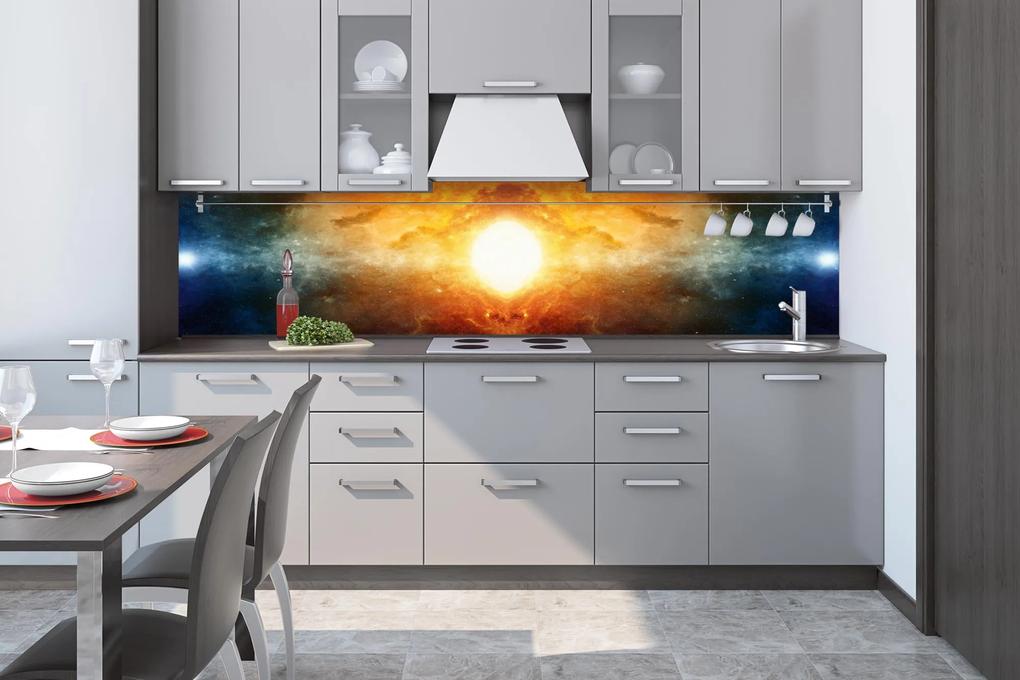 DIMEX | Fototapeta do kuchyně Záhadný vesmír KI-260-228 | 260 x 60 cm | modrá, oranžová
