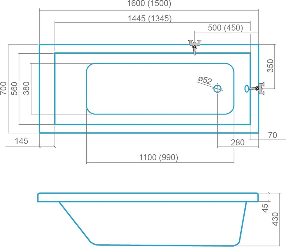 Roltechnik Vana KUBIC 160×70 160 cm 40 cm 70 cm 8940000