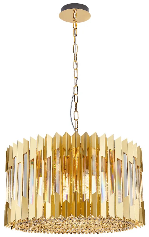 Lustr Ritz, 1x křišťálové/zlaté kovové stínítko, (fi 54cm), g