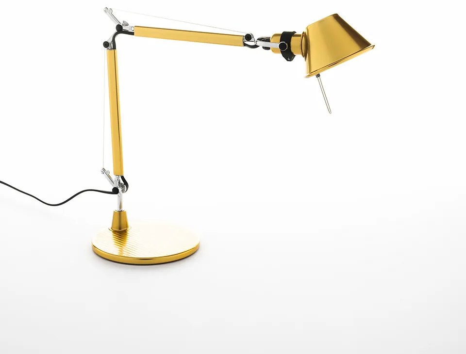 Artemide Tolomeo Micro tavolo, metalicky zlatá stolní lampa, 1x6W LED E14, 45+37cm