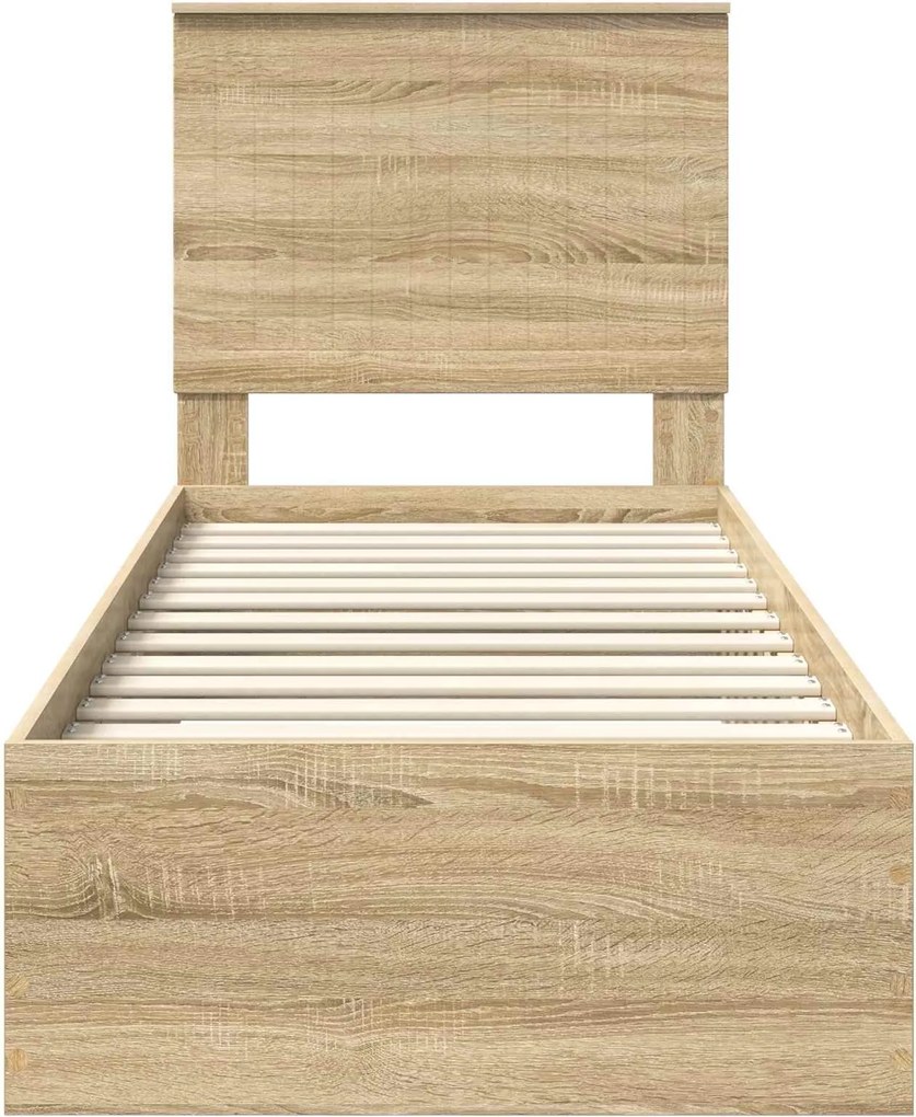 Rám postele Sonoma dub a stříbrná 70 x 190 cm Kompozitní dřevo 3411370