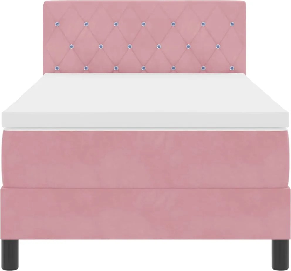 Postel s boxspringem s matrací s čelo Růžová 100 x 200 cm samet 3339091