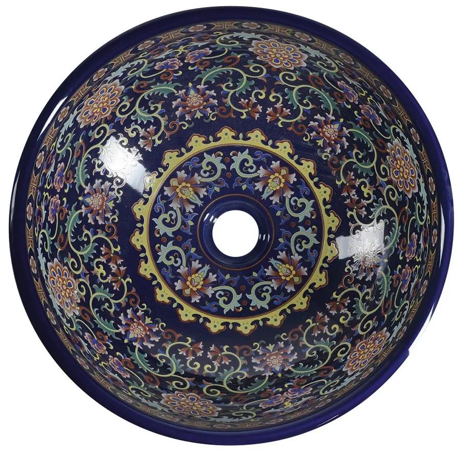 Sapho PRIORI průměr 41 cm PI022 umyvadlo fialová s ornamenty