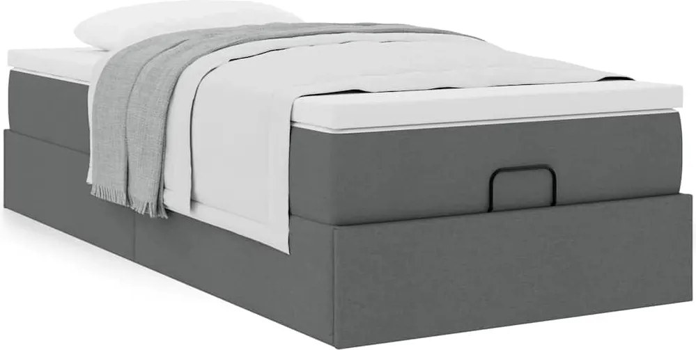 Osmanský rám postele s matrací tmavě šedá 100x200cm textil 3311086