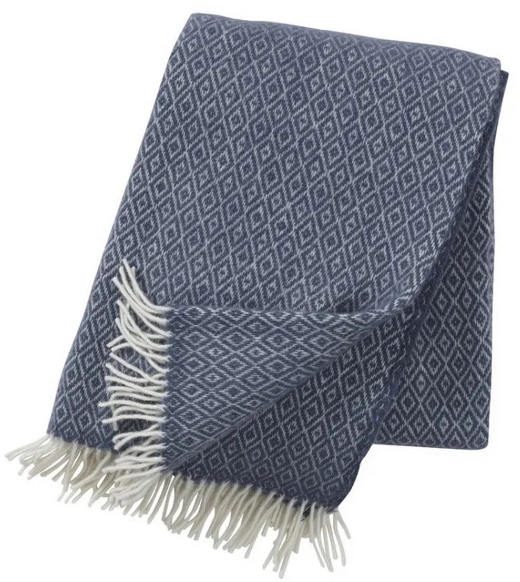 Vlněný pléd Stella smokey blue 130x200, Klippan Švédsko Modrošedá