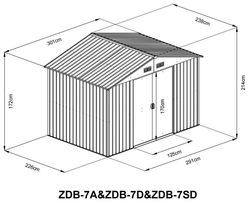 Zahradní domek BestBerg ZDB-7D / 7,2 m² / 301 x 238 x 214 cm / dekor dřevo/hnědá