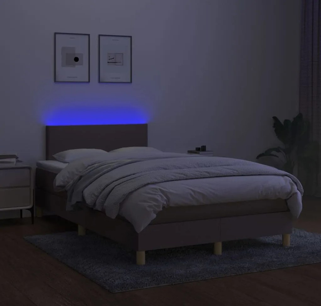 vidaXL Box spring postel s matrací a LED 120 x 200 cm textil [3133545] Barva: krémová