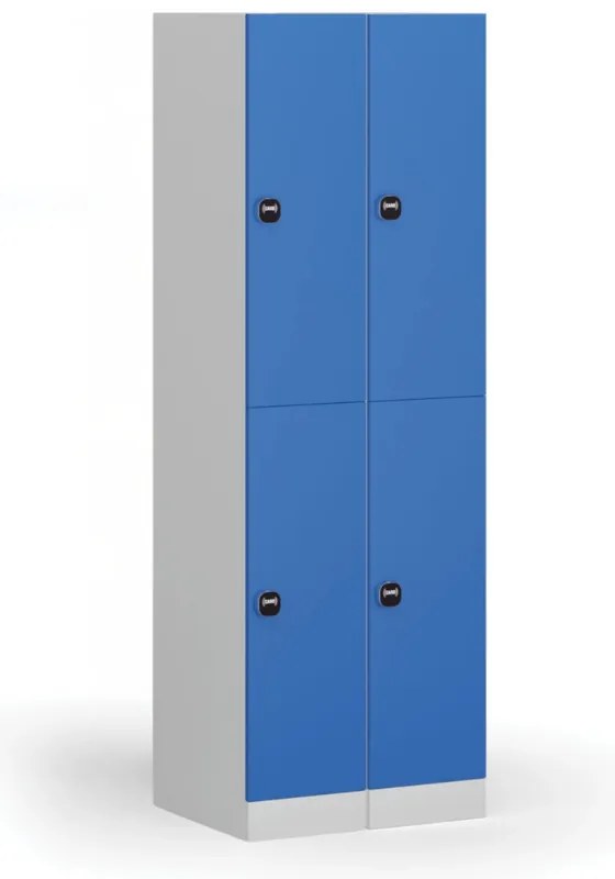Šatní skříňka S1 s úložnými boxy, 2 boxy, 1850 x 300 x 500 mm, RFID zámek, červené dveře